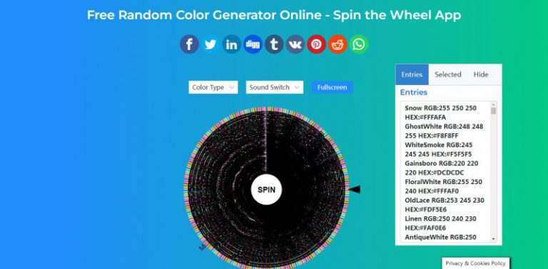 Random Color Picker - Wheel Spinner App